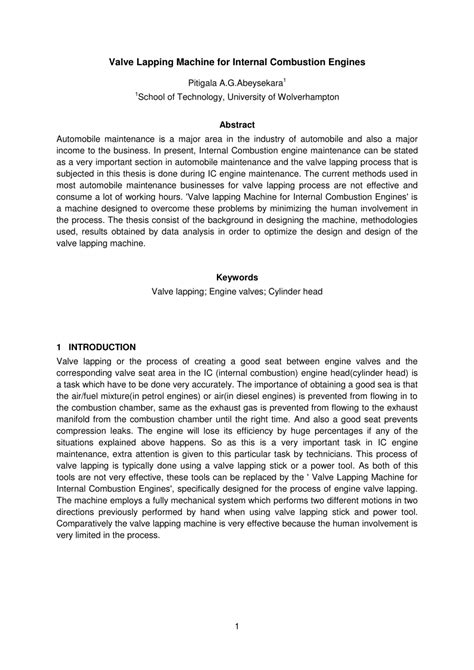 Pdf Valve Lapping Machine For Internal Combustion Engines