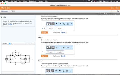 Solved Determine The Node Voltage V Solve For The Power Chegg