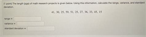 [solved] 1 point given the data set below calculate the range