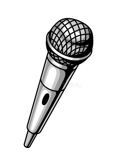 Classical Microphone Isolated On White Background Illustration In Retro Style Stock Vector