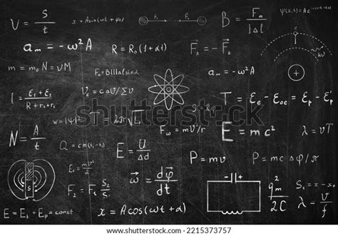 Many Different Physics Formulas Written On Stock Photo