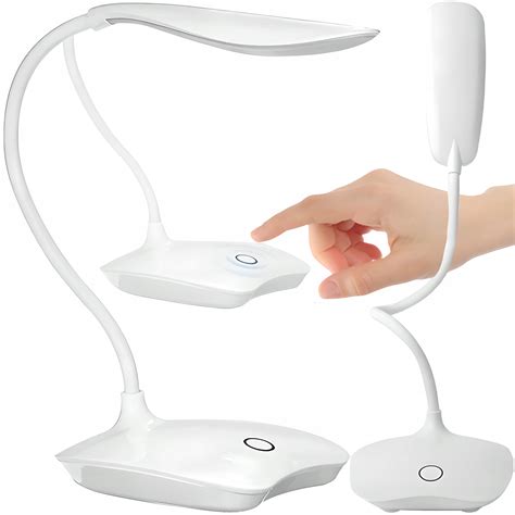 LAMPKA BIURKOWA NA BIURKO LED SZKOLNA NOCNA USB STOJĄCA BIAŁA WYGINANA
