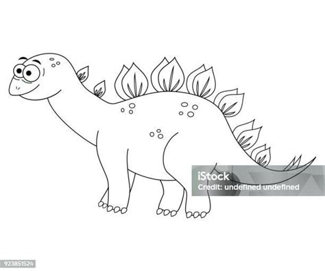 Colorles 재미 있는 만화 Stegosaurus입니다 벡터 일러스트입니다 색칠 공부 게임 색칠하기에 대한 스톡 벡터 아트