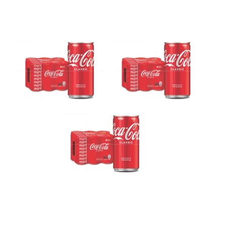 [bundle Of 3] Coca Cola Coke Classic Mini Cans 6 X 180ml Pack