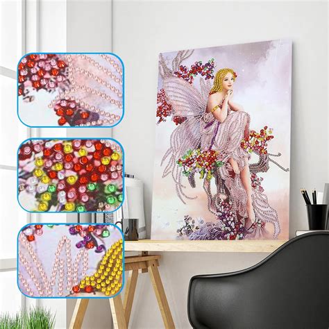 Special Shaped Diamond Painting Flower Fairy Diy 5d Partial Drill Cross