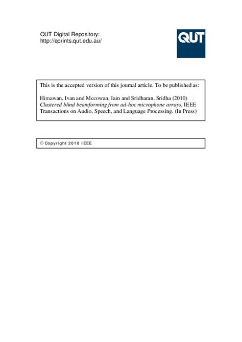 pdf clustered blind beamforming from ad hoc microphone arrays