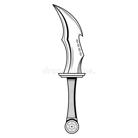 Abstract Black Simple Line Metal Sword Knife Dagger Blade Weapon Doodle