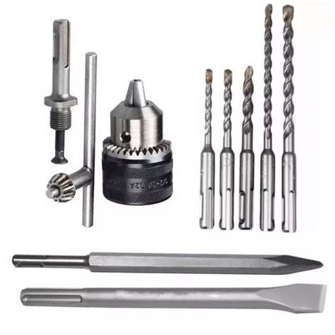 Kit Sds Plus Brocas Talhadeira Ponteira E Mandril Adaptador SDS Plus MadeiraMadeira