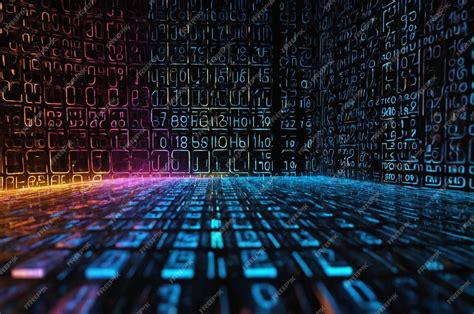 Glowing Hexadecimal And Binary Code Over Abstract Background Premium