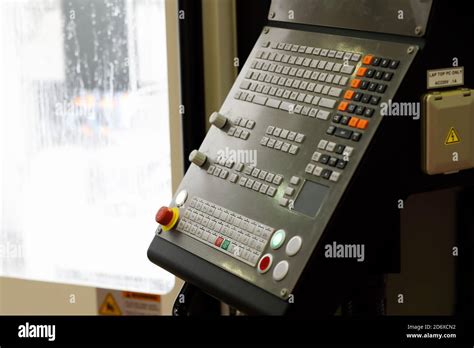 Control Panel Of 5 Axis Metalworking Cnc Machine Selective Focus Stock