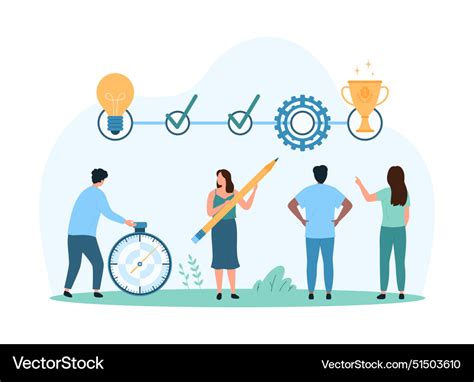 Task Organization With Timeline Chart Tiny People Vector Image