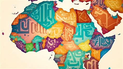 Premium Ai Image Arabic Typography Colorful Map Of Worldthe Design