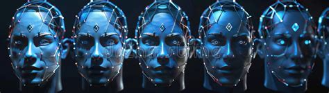 illustration 3d model ai facial recognition system for security and