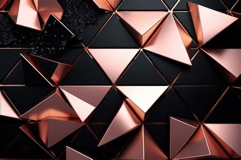 Premium Ai Image Shiny Rose Gold And Black 3d Angular Shapes Created