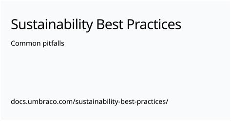 Common Pitfalls Sustainability Best Practices