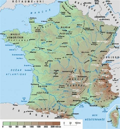 Carte De France Fleuves Et Montagnes Vacances Guide Voyage