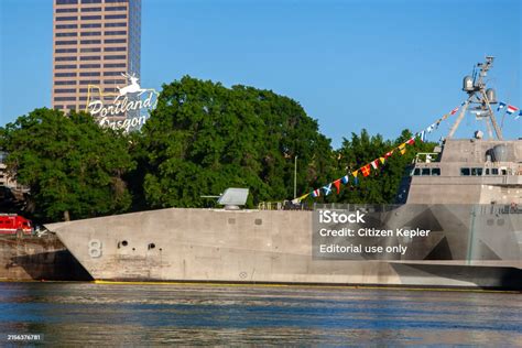 The United States Navys Uss Montgomery Is At Dock In The Willamette