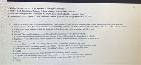solved regression analysis sales revenue y ﻿on