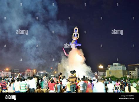 Ravana Effigy Burning Dussehra Festival Surat Gujarat India Asia