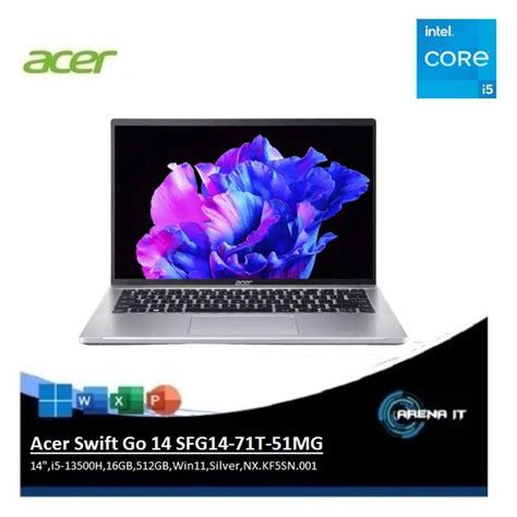 Acer Swift Go 14 Sfg14 71t 51mg 14i5 13500h16gb512gbwin11silver