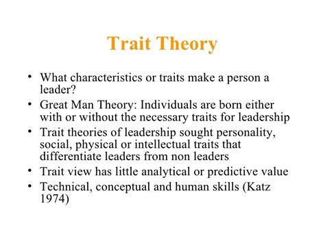 Trait Theory Of Leadership