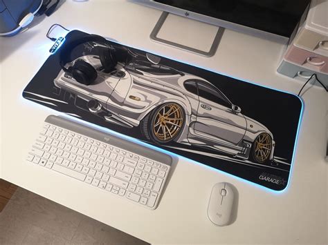 JDM Toyota Supra RGB Gaming Mouse Pad Minimalist Water Resistant Mouse