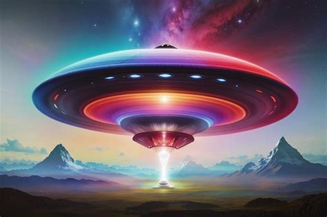 Premium Ai Image Ufo Emitting Lots Of Colors Hyper Realistic