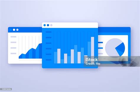 Data Statistics Analysis Charts Graphs Blue Software Windows Stock Illustration Download Image