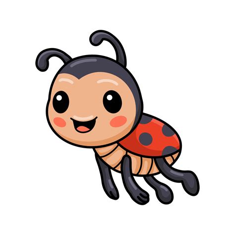 Linda Pequeña Mariquita De Dibujos Animados Volando 12710532 Vector En