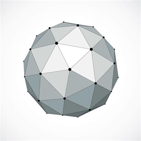 검은 선과 점이 연결된 원근 기술 모양 다각형 와이어프레임 개체 통신 기술 테마의 디자인 구조로 사용하기 위한 추상 회색 측면 요소 프리미엄 벡터