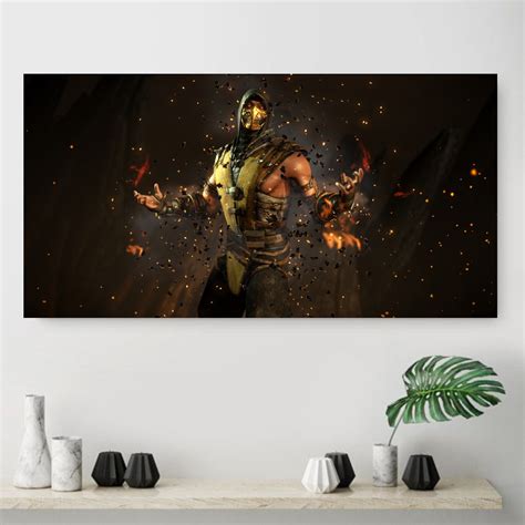 Jual Poster Kayu Mortal Kombat Scorpion Ver2 Ukuran 90cm X 40cm