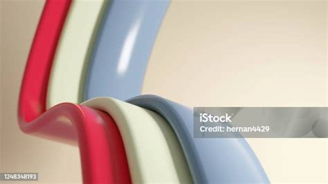 상아 배경에 파란색 흰색과 빨간색 반짝 이 곡선 추상 3d 디자인 0명에 대한 스톡 사진 및 기타 이미지 0명 3차원 형태