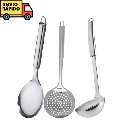 Kit De Utens Lios De Cozinha Pe As Colher De Arroz Concha De Feij O E Escumadeira De