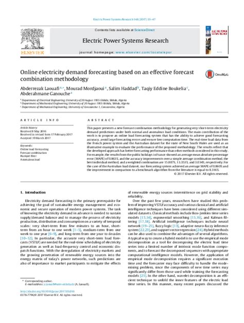 Pdf Online Electricity Demand Forecasting Based On An Effective