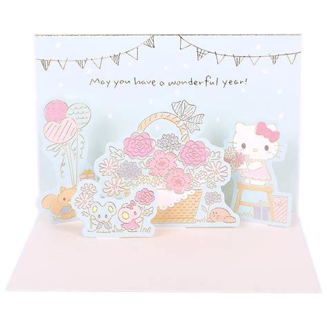 【楽天市場】ハローキティ バースデーカード 花かごとパーティー お祝い 感謝 誕生日 グリーティングカード メッセージカード Bd138 3