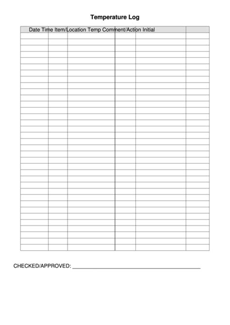 Printable Temperature Log Sheet