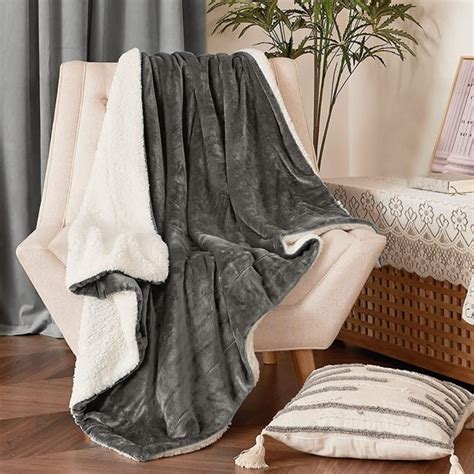 Jml Warm Reversible Sherpa Fleece Throw Blanket Gray Standard Throw