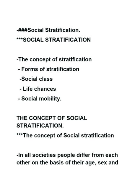 Social Stratification Zimsec Notes Pdf Social Stratification
