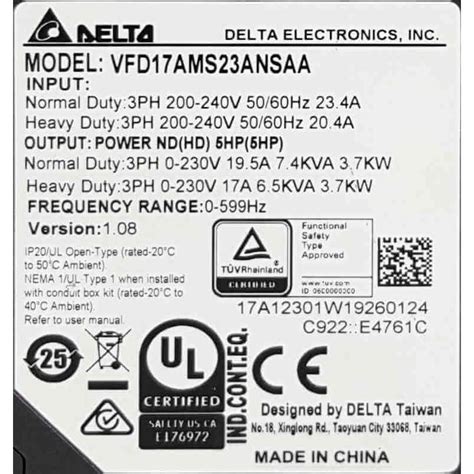 Variador De Frecuencia Monofásico 15 Kw 220 V Delta Ms300 Zuendo