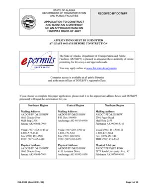 Fillable Online Dot State Ak Application To Construct And Maintain A