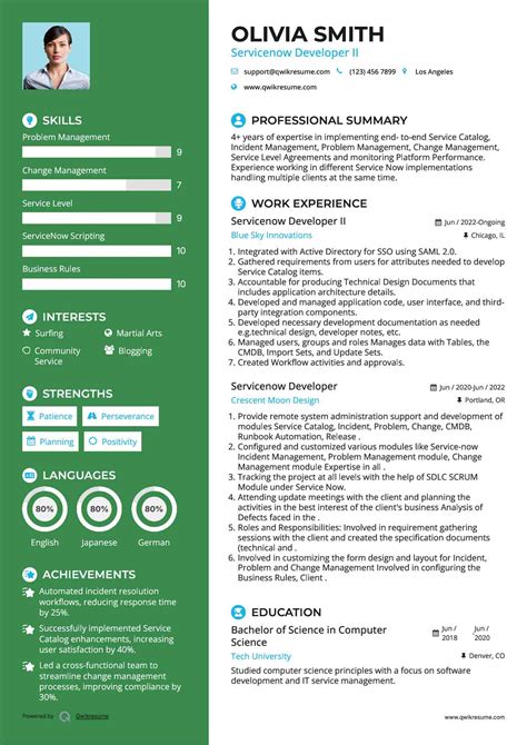 10 Servicenow Developer Resume Samples And Templates For 2025