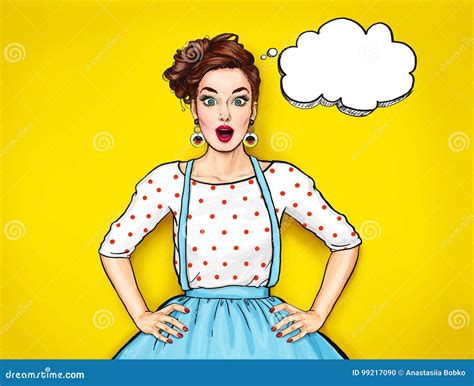 Surprised Young Woman With Open Mouthcomic Woman Gossip Girl Amazed