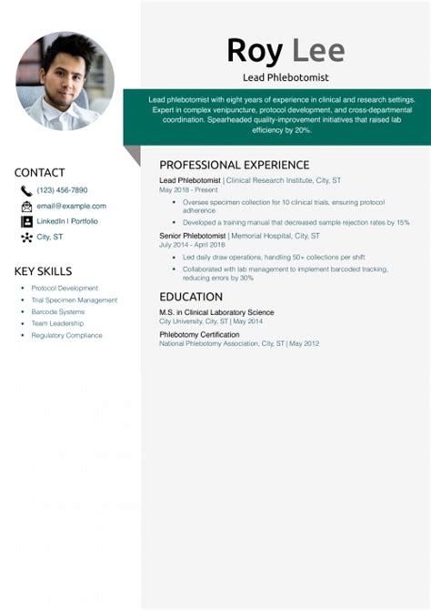 20 Best Phlebotomist Resume Examples And Templates For 2025