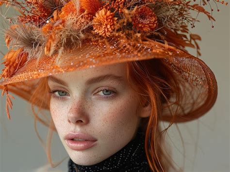 Premium Photo Woman With Red Hair Wearing Hat