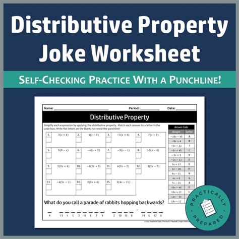 Distributive Property Worksheet Self Checking Pre Algebra Simplify