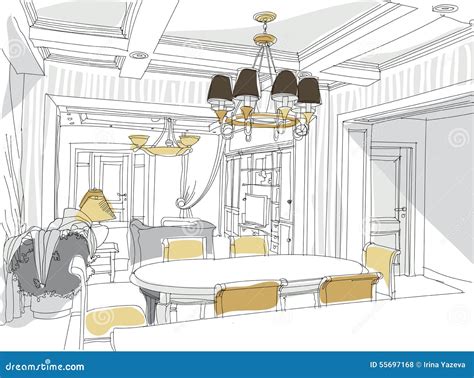 Contemporary Interior Doodles Stock Vector Illustration Of Couch