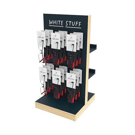 2 Way Wooden Glasses Display Stand Functional Hook Protected Shelves