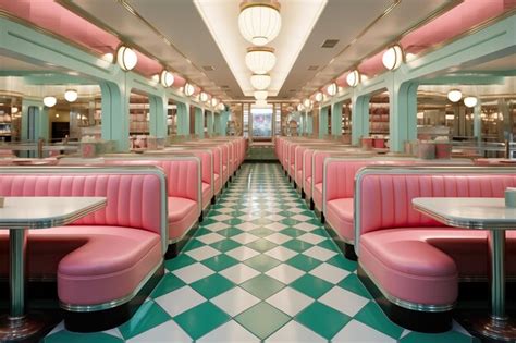 Premium Ai Image Retro American Diner Interiorbackground
