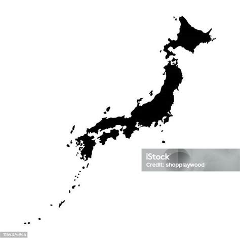 向量黑地圖日本剪影與海島一起向量圖形及更多亞洲圖片 亞洲 京都府 俄羅斯 Istock