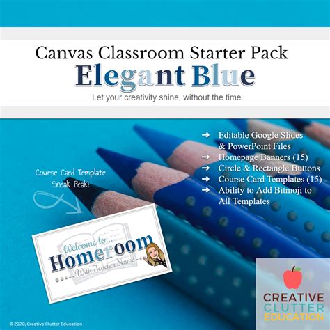 Canvas Classroom Starter Pack Elegant Blue Template Editable